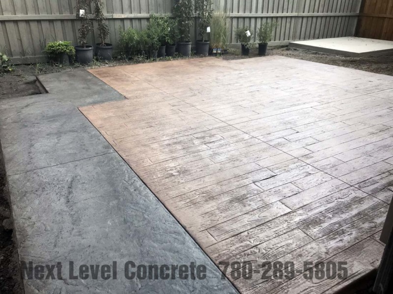 Wood Plank Stamped Concrete - Next Level Concrete Ltd